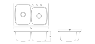 Verse™ 33" top-/undermount double-bowl kitchen sink | 75791-3 | KOHLER